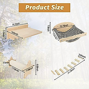 Cat Wall Shelves - Wall Mounted Cat Shelves Perches for Wall Cats Wall Furniture Climbing Shelves Cat Hammock Perches Scratching Post Cat Activity Tree Climbing Bridge Ladder Steps Indoor