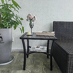 ZOTORUN Outdoor Steel Side Table End Table for Patio, Backyard, Pool, Indoor Companion, Easy Maintenance and Weather Resistant, Black