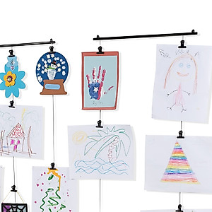 You Have Space WAJER Picture Hanging Kit with 24 Magnetic Clips for Pictures, Polaroids, Kids Crafts and Artwork, Metal Black