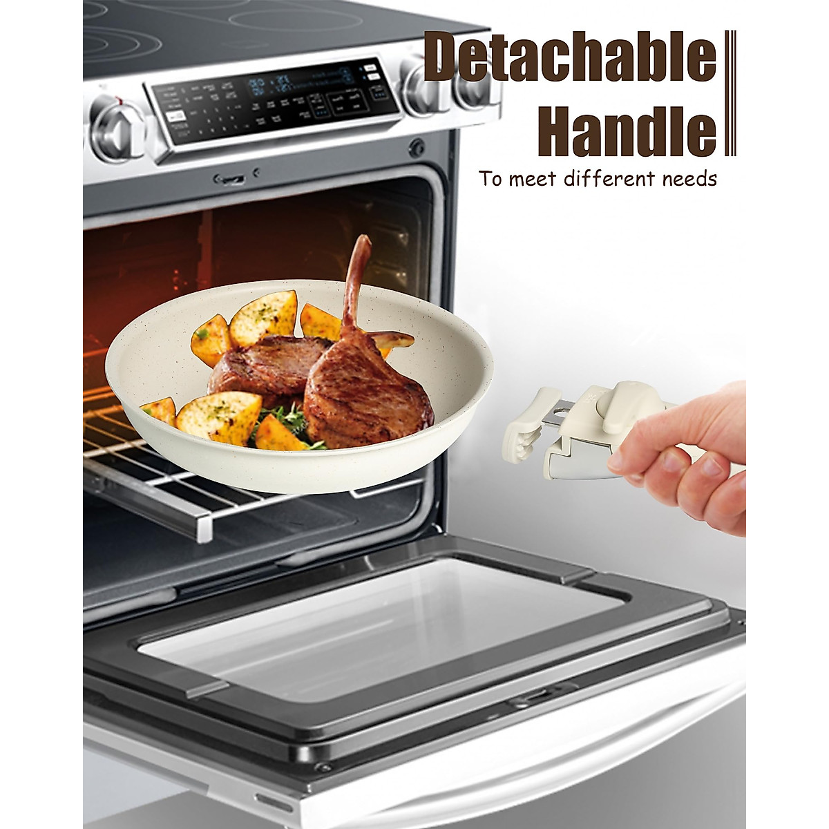 VIVIDCOOKWARE 22pcs Pots and Pans Set Non Stick, Ceramic Cookware Set with Detachable Handle, Pot Sets for Cooking Nonstick with Collapsible Dish Basin, Oven Safe