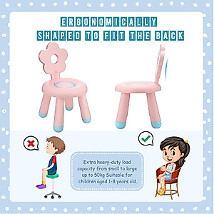Layhit Plastic Toddler Chair for Boys and Girls Toddler Beach Chair 11.8 x 20 Inch Flower Kids Chairs for Table Beach Lawn Indoor Outdoor Playroom Nursery School Home Use(Pink)