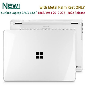 May Chen Case Compatible for 13.5" Microsoft Surface Laptop 5/4/3 with Metal Palm Rest Model 1951/1868, Plastic Hard Shell Case with Screen Protector + Keyboard Cover + Dust Plug, Crystal Clear
