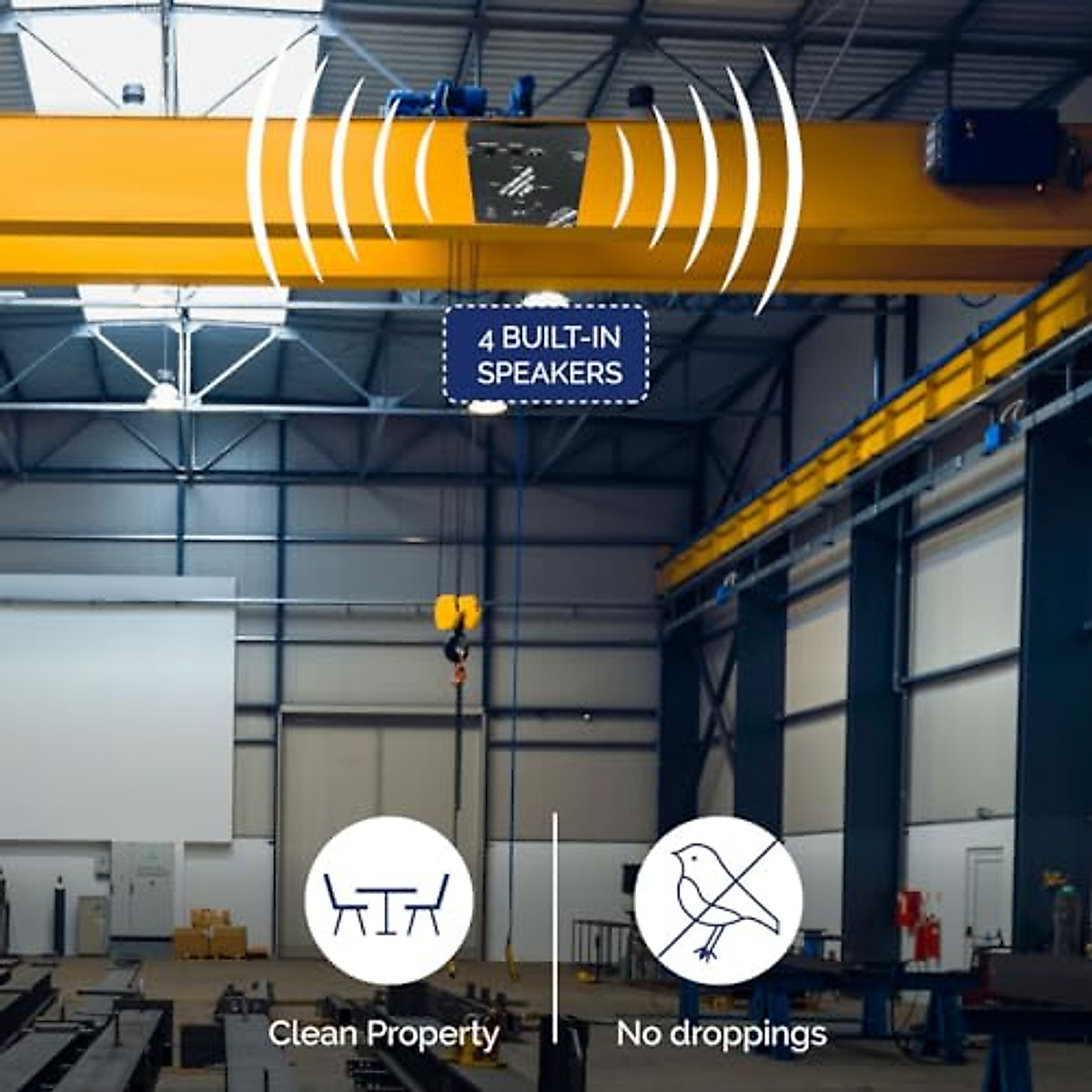 Bird-X - QB4+S Super Quadblaster QB4 Ultrasonic Bird Repeller, Covers 6,500 sq. ft.