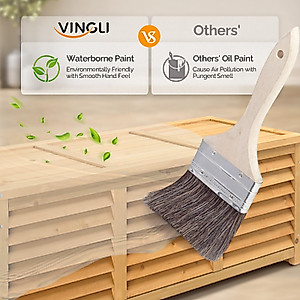 VINGLI 47 Gallon Wood Deck Box, Outdoor Storage Box for Tools, Cushions, Patio Storage Bench Container for Backyard, Porch, Garden (Natural)