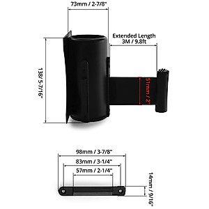 QWORK Wall Mounted Retractable Belt Barrier, Crowd Control Wall Barrier with 10' Belt for Retail Stores, Airports, Banks, School