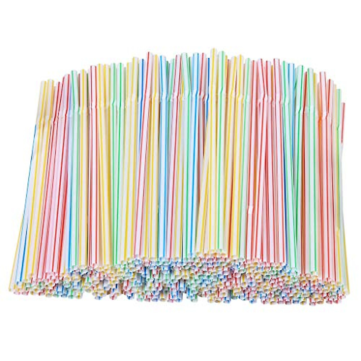 1000pcs Flexible straws,Plastic Drinking straws, 8" Long, Stripes Multiple Colors Straws ,suitable for various drinks, juice, milk, tea, cocktails, parties, daily use (1000pcs)