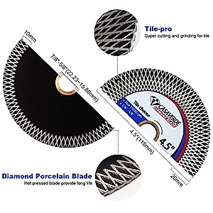 4.5" Super Tile Blade Diamond Cutting Blade for Cutting and Grinding Granite Marble Porcelain Tile