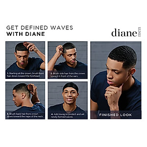 Diane Premium 100% Boar Bristle Military Wave Brush for Men and Barbers, Medium-Firm Bristles for Thick Coarse Hair, Detangling, Smoothing