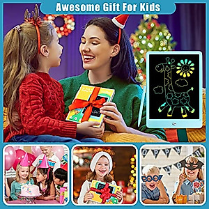 FuniBudi Kids Tablet 10in LCD Writing Tablet Toys for 3 4 5 6 7 8-10 Year Old Girls Boys Airplane Travel Essentials Kids Board Games Chrismas Birthday Drawing and writting Tablet Sensory Toys(Blue)