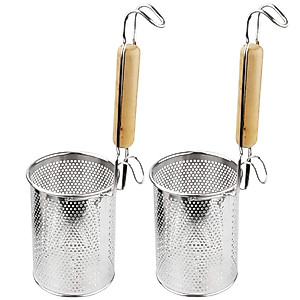 MyLifeUNIT Pasta Strainer, 2 Pack Stainless Steel Mesh Spider Strainer for Pasta, Noodle, Dumpling (4.54"D x 6.1"H)