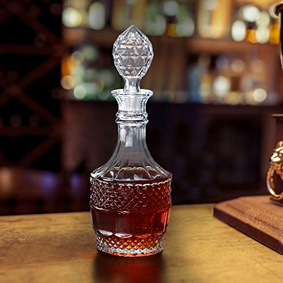 MDLUU Liquor Decanter, Glass Decanter Bottle with Airtight Stopper, Wiskey Vodka Bourbon Decanter for Gift, Home, Bar, Party Decor, 27oz/800ml