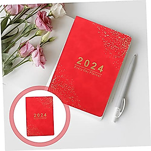 Tofficu 2024 Agenda Book Red Notebook Softcover Notebook Academic Planner 2024 Note Books Home Supply English Note Taking Book Schedule Planner Office Note Book Paper Calendar Book A5