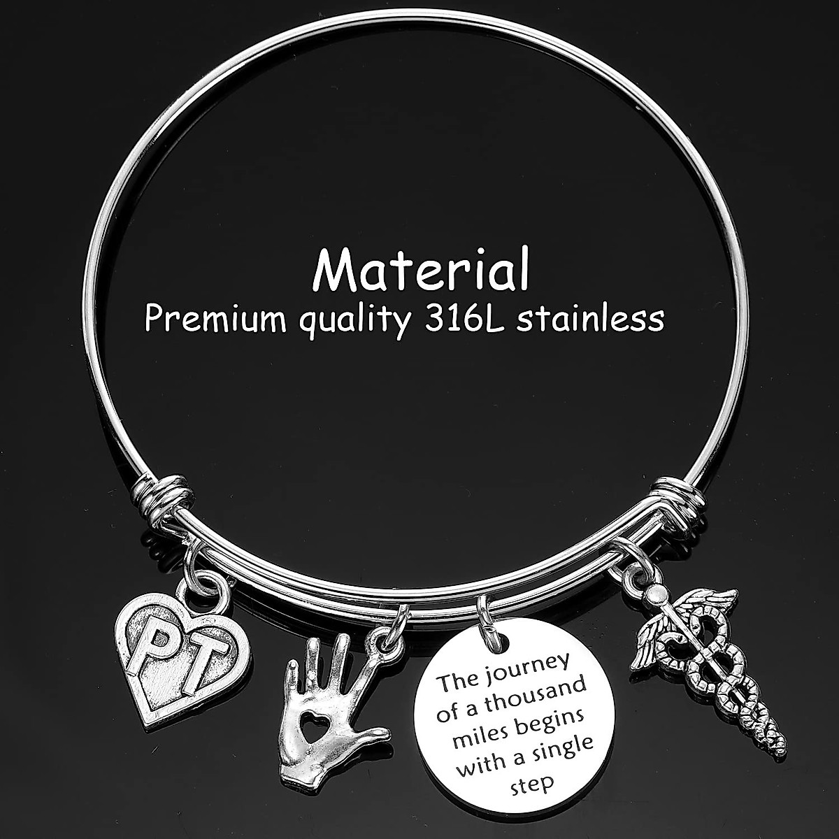 HUTIMY Physical Therapist Gifts Bracelet For Women Funny Physical Therapy Charm Bangle Bracelets Present Ideas Items Stuff Merchandise Pt Jewelry Massage Physical Therapist Bracelet