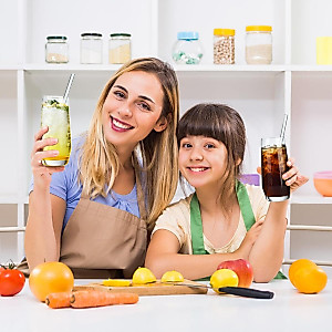 ALINK Drinking Glasses with Glass Straws Set of 6, 18 oz Tall Highball Glass Cups, Lead-Free Crystal Water Glasses, Iced Coffee Tea Cocktail Mojito Glass Cups, Tom Collins Bar Glassware