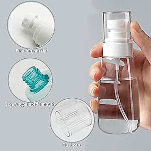 Portable Travel Spray Bottle,3Pcs 100ml/3oz Fine Mist Hairspray Bottle for Essential Oils, Empty Airless Makeup Face Spray Bottle Clear Refillable Travel Containers for Cosmetic Skincare Perfume.