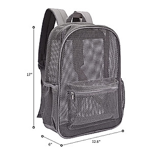 USPECLARE Heavy Duty Semi-Transparent Mesh Backpack，See Through College Student Backpack (Grey)
