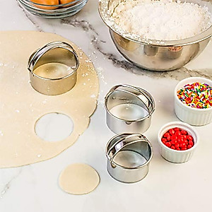 Mrs. Anderson’s Baking Cookie and Fondant Cutters, Stainless Steel, 3-Piece Graduated Round Set with Handles