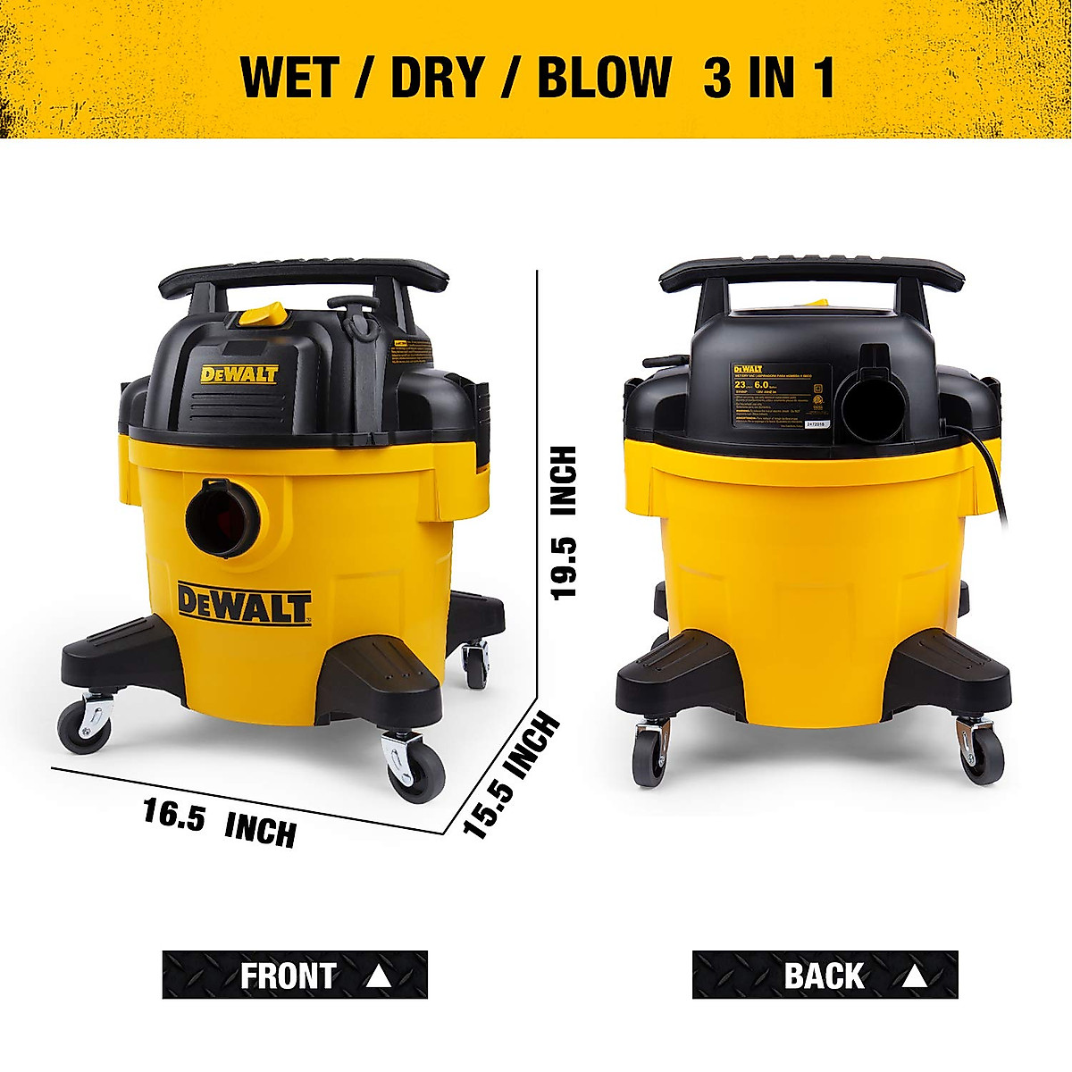 DEWALT DXV06P 6 gallon Poly Wet/Dry Vac, Yellow