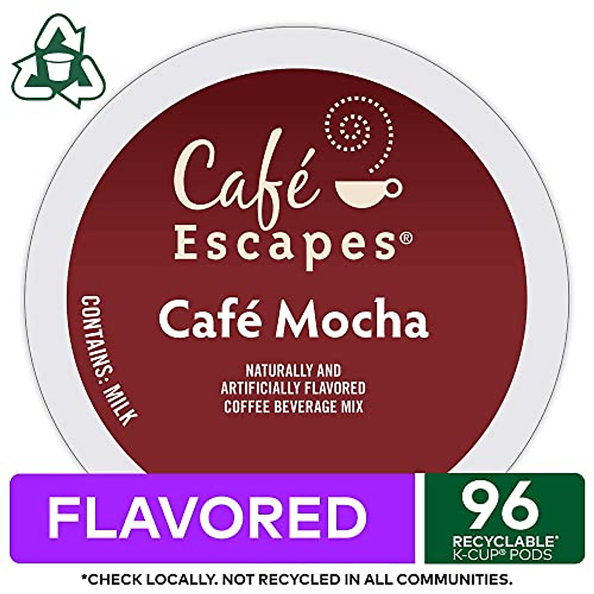 Cafe Escapes Cafe Mocha Keurig Single-Serve K-Cup Pods, 96 Count (4 Packs of 24)