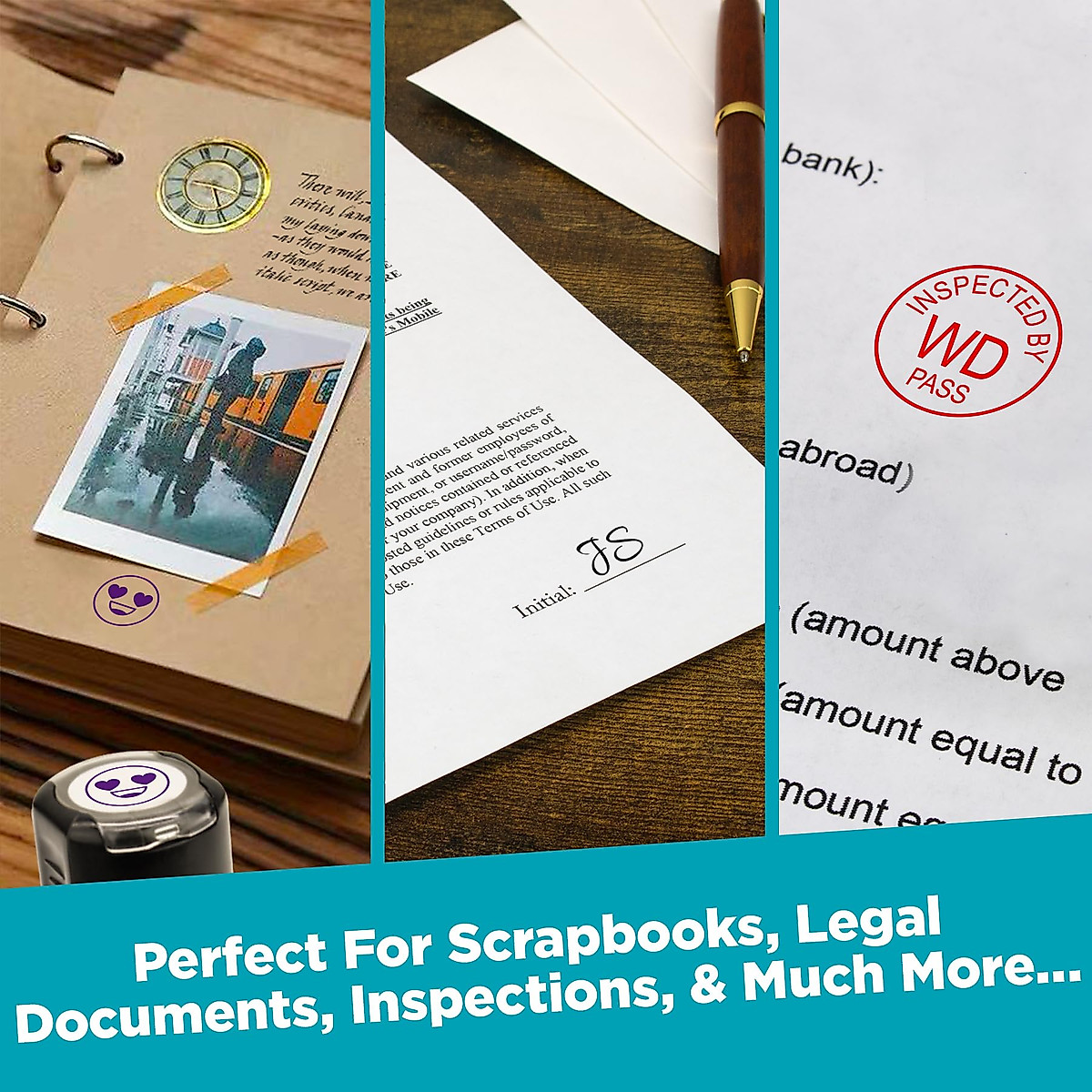 MaxMark Round Self Inking Emoji Stamp - Happy - Green Ink