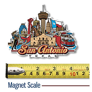 San Antonio, Texas City Magnet by Classic Magnets, Collectible Souvenirs Made in The USA, 4.21" x 3.22"