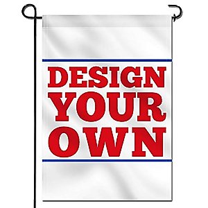 Anley Double Sided Custom Garden Flag 18 x 12.5 In with Flag Stand - Print Your Own Logo/Design/Words - Weather Proof & Double Stitched - Customized Garden Flags Banners (Flagpole Included)