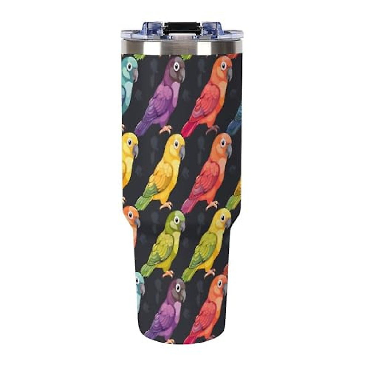 Conures Colorful Parrot 40 Oz Tumbler Insulated Stainless Steel Water Bottle Travel Mug Car Cup with Handle And Straw