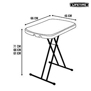 Lifetime 80251 Adjustable Folding Laptop Table TV Tray, 26 Inch, White Granite