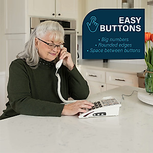 Amplified Big Button Landline Phone for Seniors – 26dB Home Phone with Photo Buttons – Telephones for Hearing Impaired & Simple Big Button Telephone Number for Seniors by Serene Innovations.