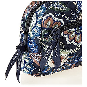 Vera Bradley Women's Cotton Medium Cosmetic Makeup Organizer Bag, Java Navy Camo - Recycled Cotton, One Size