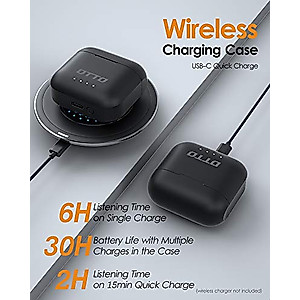 DTTO J-10 Active Noise Cancelling Earbuds with 60ms Low-Latency Game Mode, Wireless Charging Case Bluetooth 5.2 Auto-Pairing Touch-Enabled Voice-Assistant, Immersive Sound Deep Bass IPX8 Sweatproof