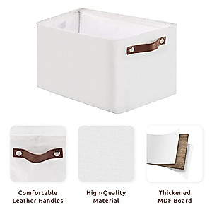 Large Storage Bins for Organizing Closet Shelf, 15 inch Collapsible Linen Storage Basket with Handles for Clothing, Dog Toy, Towel - Beige, 4 Pack