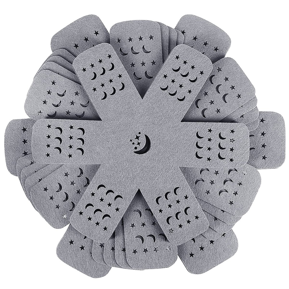 BYKITCHEN Pan Pot Protectors, Pan Protector with Stars and Moons, Set of 12 and 3 Different Sizes, Larger&Thicker Gray Pan Separators/Pot Protectors for Stacking and Protecting Your Cookware