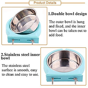 kahson Crate Dog Bowl, Removable Stainless Steel Food & Water Bowls Hanging Pet Cage Coop Cup for Puppy Cat Birds Rabbits(2 Pack)