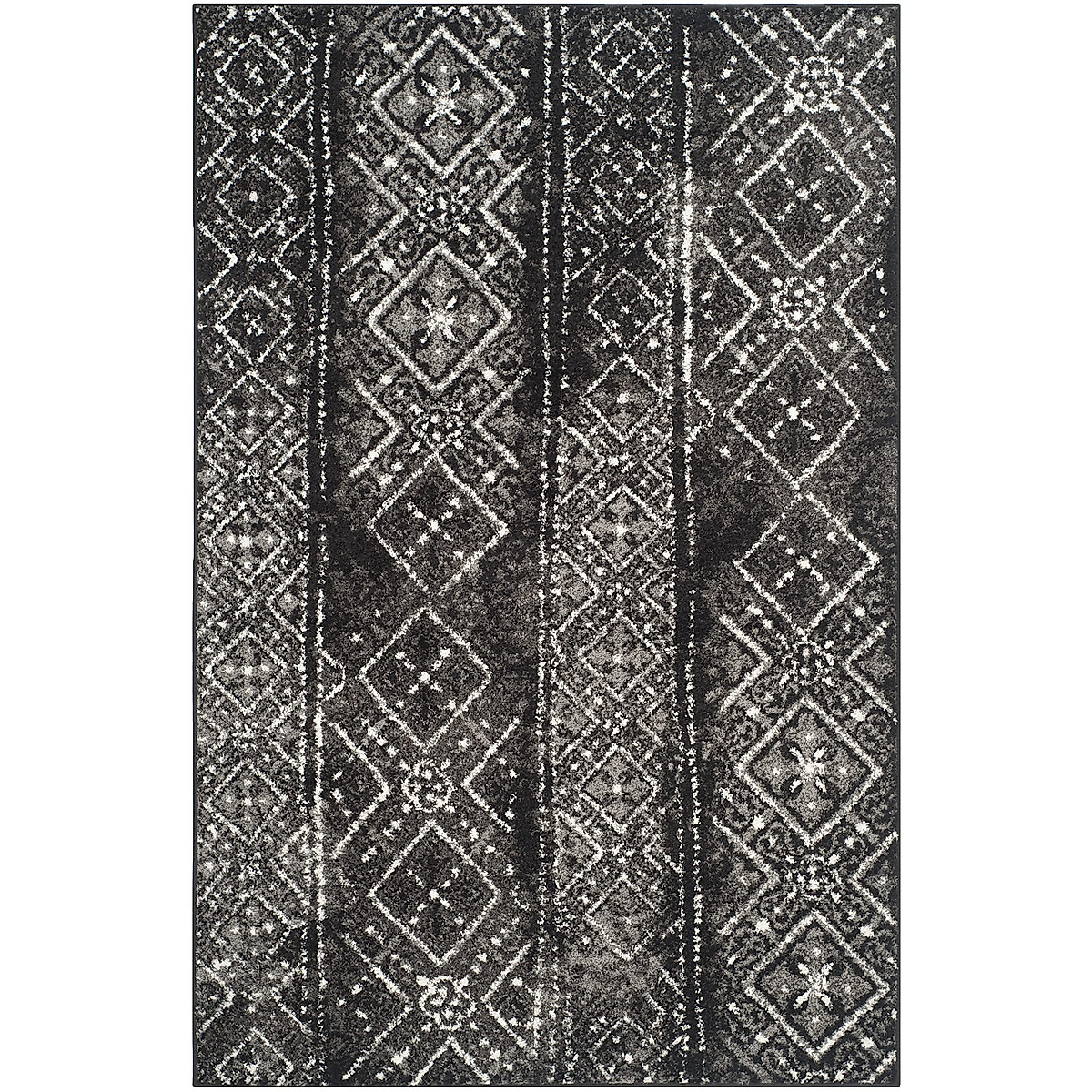 SAFAVIEH Adirondack Collection Area Rug - 5'1" x 7'6", Black & Silver, Moroccan Boho Distressed Design, Non-Shedding & Easy Care, Ideal for High Traffic Areas in Living Room, Bedroom (ADR111C)