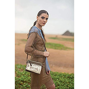Myra Bag Pomerol 1964 Upcycled Canvas & Leather Small Crossbody Bag S-1241 , Brown , One Size