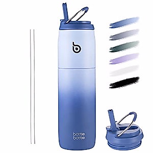 BOTTLE BOTTLE Stainless Steel Water Bottle with Straw and Lid, 32oz Vacuum Insulated Water Bottle Flask, Stay Cold for 24 Hrs, Hot for 12 Hrs, Leak-Proof Wide Mouth Sports water bottle, blue
