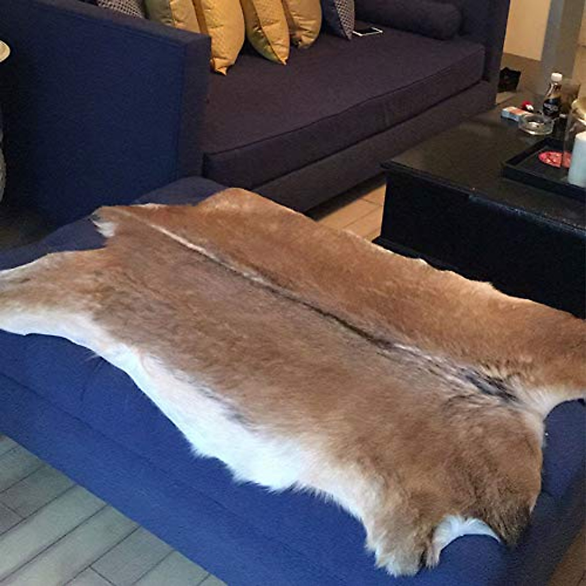 Red Deer Hide Rug Deer Skin Rug Deer Taxidermy Fireplace Deerskin Decor Reindeer Hide Area Rug Animals Mat Carpet for Home, Office, Bedroom Taxidermy Hunting Collectable 3.2x2.1ft