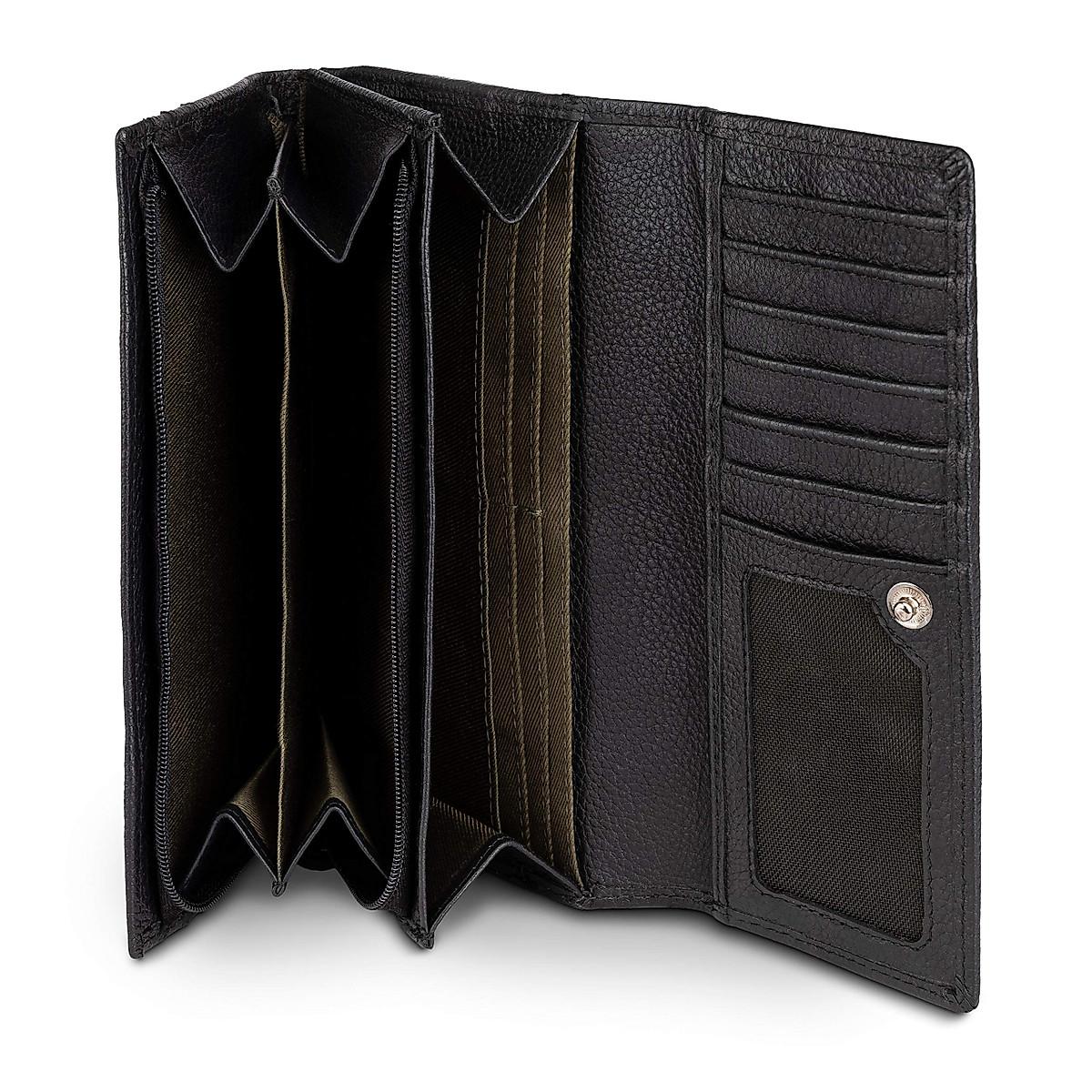 LEABAGS Leather Wallets for Women - RFID Blocking Button Closure 18 credit card slots - Women's Wallets Small Genuine Leather Bifold Compact