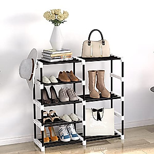 SRQMQ Sturdy Metal Shoe Rack Organizer, 8 Tiers Vertical Shoe Rack Holds 16 Pairs Shoes for Entryway, Bedrooms and Stair Passage