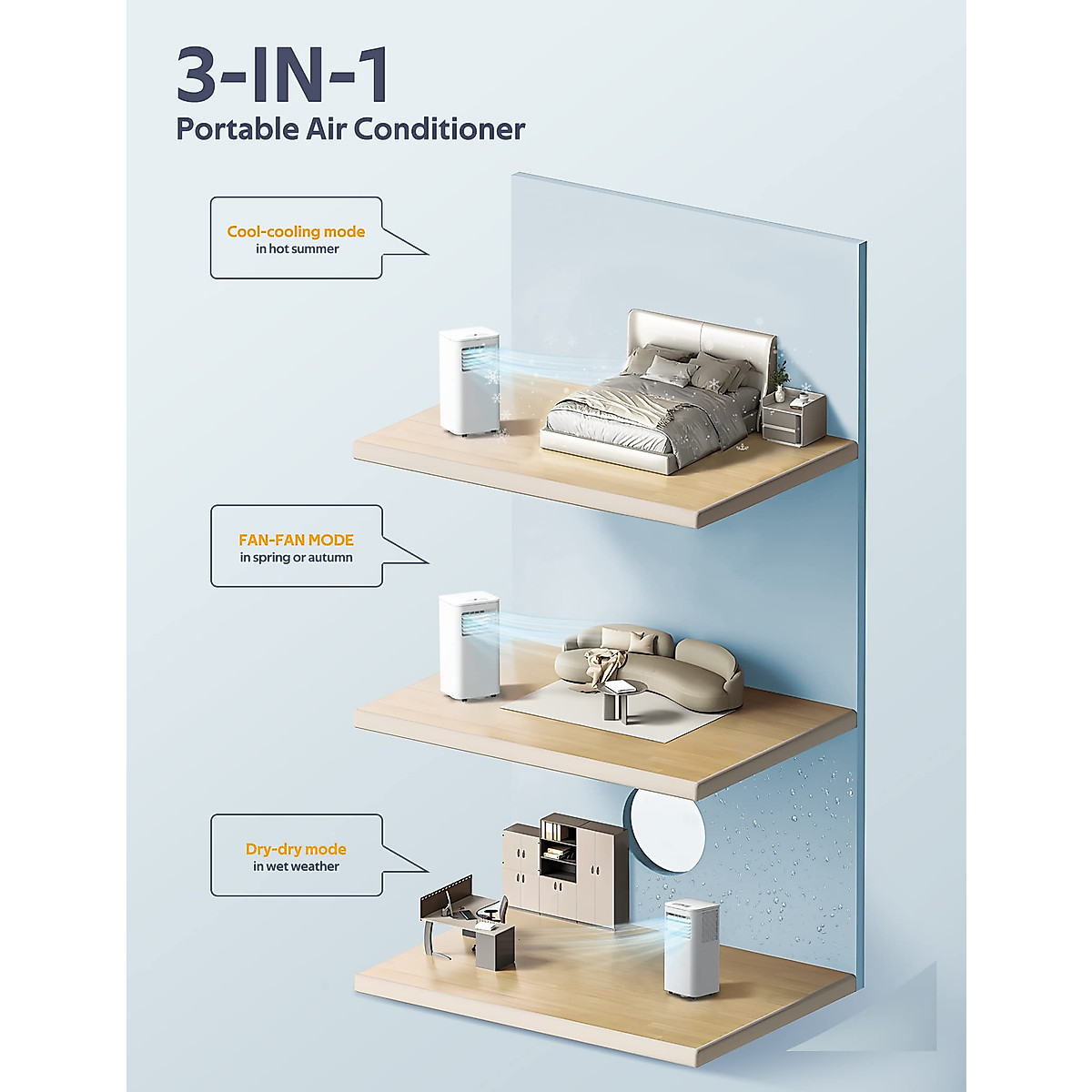 ZAFRO 8,000 BTU Portable Air Conditioners, Air Conditioners for Room up to 350 Sq.ft, Portable AC Unit with Remote/Digital Display/24Hrs Timer/Installation Kits for Home/Office/Dorms, White