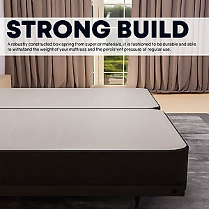 Spring Solution, 4" Split Wood Traditional Box Spring/Foundation for Mattress Set, Sturdy Fabric Paneled Design Wooden Frame, Durable Bedding Mattress Box Springs, Queen, Black