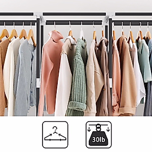 LOKEME Portable Closet, Portable Closets for Hanging Clothes with 3 Hanging Rods and 6 Storage Shelves and 4 Side Pockets, Black Wardrobe Closet Easy to Assemble and Strong and Stable