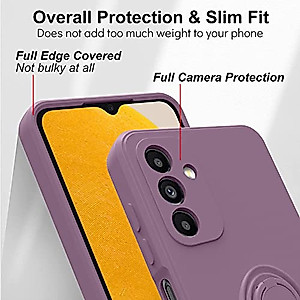 ZIYE Samsung A13 5G Phone Case with Ring Stand Holder Clip Kickstand Skin-Friendly Touch Silicone Case with 360°Rotatable Ring Kickstand Cover- Purple