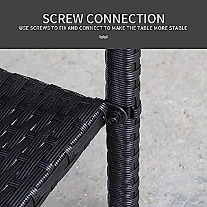 Outdoor PE Wicker Side Table - Patio Rattan Garden Coffee End Square Table with Glass Top Furniture, Black