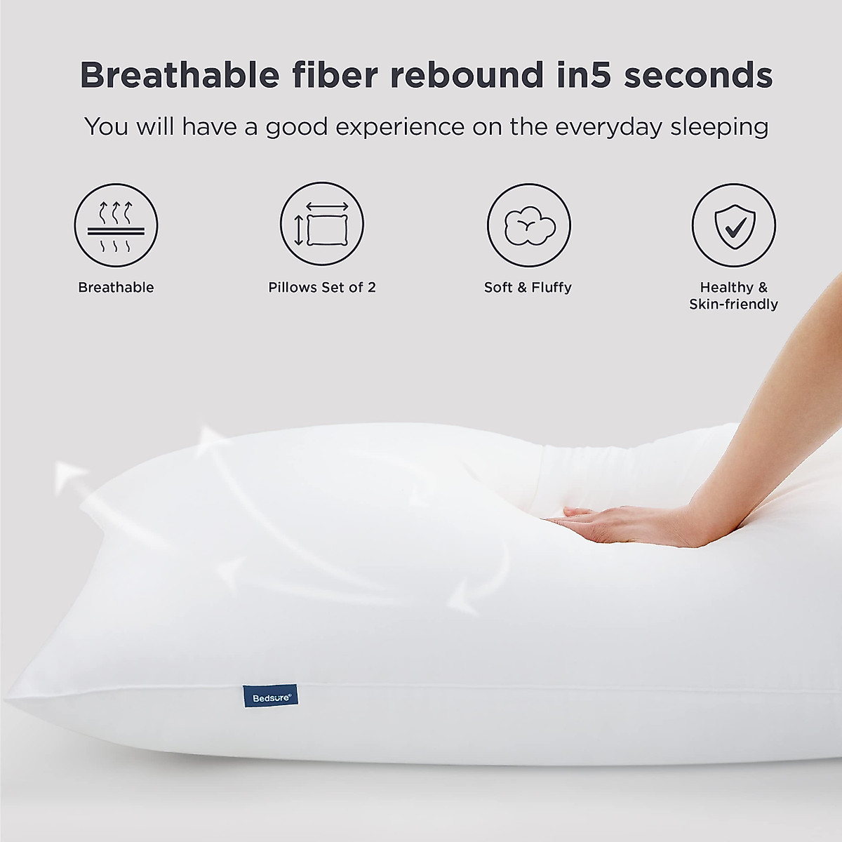 Bedsure Pillows King Size Set of 2 - King Size Pillows 2 Pack Premium Down Alternative Hotel Pillows Set of 2- Soft and Supportive Bed Pillows for Side and Back Sleeper