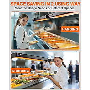PYY 35 Inch Food Heat Lamp Aluminum Infrared Strip Heater Overhead Food Warmer Light Electric Commercial Grade for Restaurant Buffet Catering Kitchen 750W
