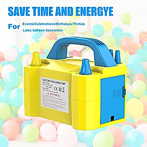 LANGXUN Portable High Power Electric Balloon Pump, Two Nozzle 110V 600W Air Blower Electric Ballon Inflator Pump for Party Latex Balloon Decoration Supplies
