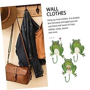 STOBAZA Coat Hanger Hooks Key Storage Hook 3pcs Frog Hook Wall Decoration Iron Key Animal Wall Storage Hook Towel Hook