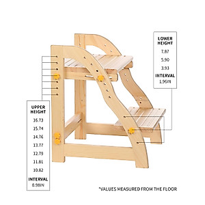 Wooden Step Stool for Kids, Kitchen Toddler Step Stool for Bathroom Sink and Toilet Stool for Kids Potty Training Anti-Slip Sturdy Height Lift Stool (Natural)